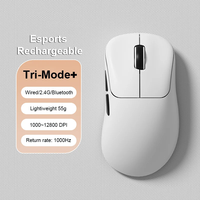 Tri-Mode 12800DPI Gaming Mouse 2.4G Wireless Bluetooth 5.3 Type-C ...
