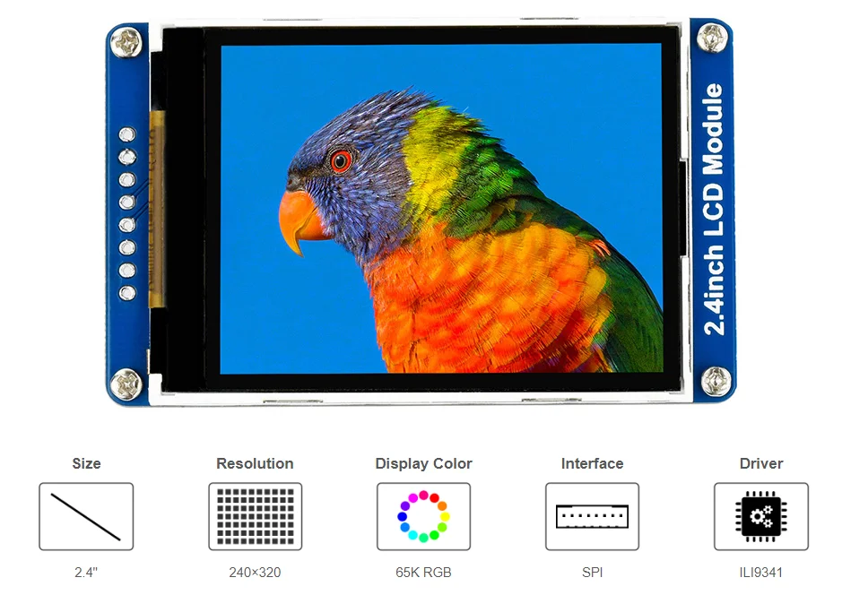 Модуль ЖК-дисплея Waveshare 2,4 дюйма 65K RGB 2,4 дюйма SPI 240×320 для ...