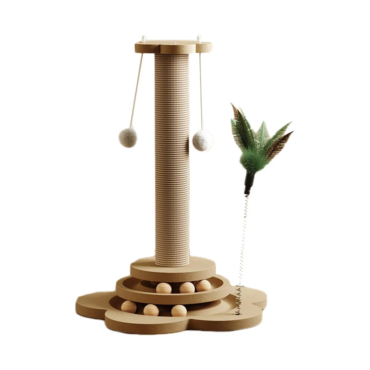 Colorable Solid Wood Cat Toy Fun Stick Durable Sisal Scratching Board ...