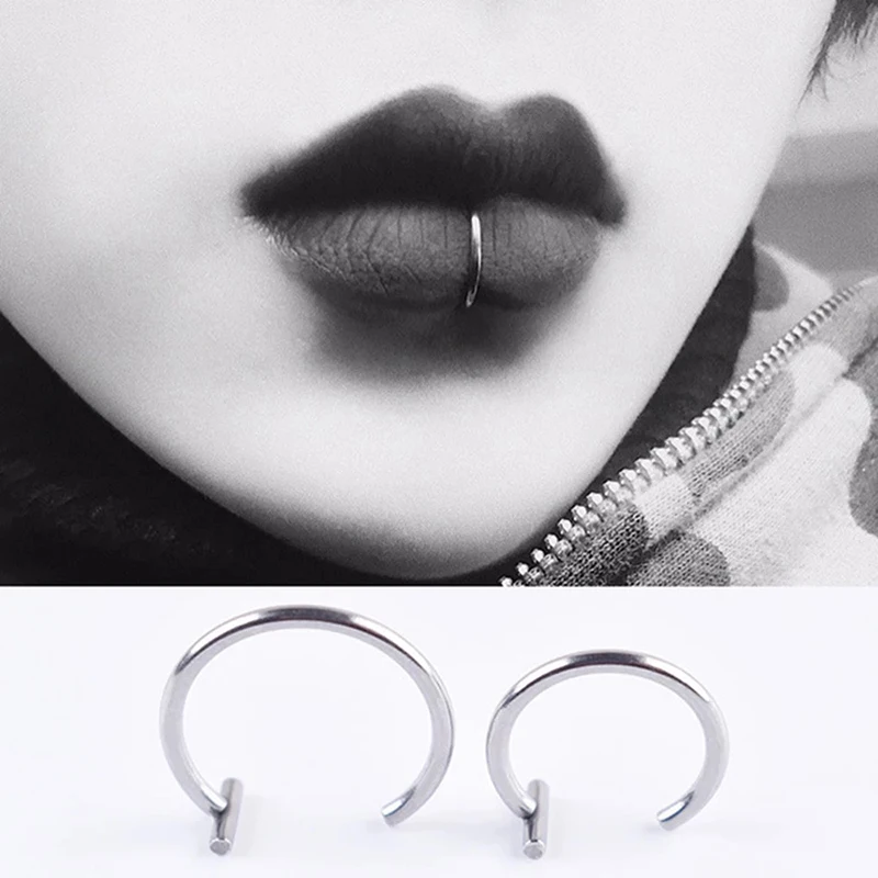 New-Punk-8-10mm-Titanium-Steel-Lip-Rings-Cuff-Clip-on-Fake-Labret ...