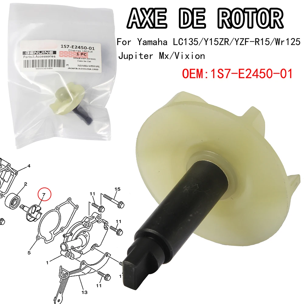 100-Original-Water-Pump-Kipas-Impeller-Shaft-Assy-For-Yamaha-Lc135 ...