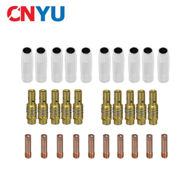 15/30pcs MB-15AK Torch Welding Consumables 180A MIG Torch Gas Nozzle ...