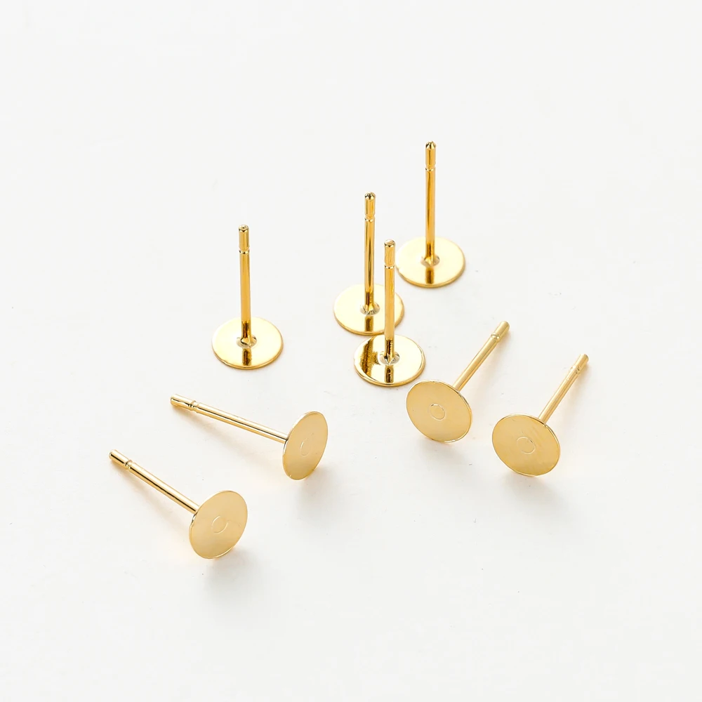 50Pcs-3-4-5mm-14K-18K-Gold-Plated-Brass-Round-Stud-Earrings-Pin-High ...