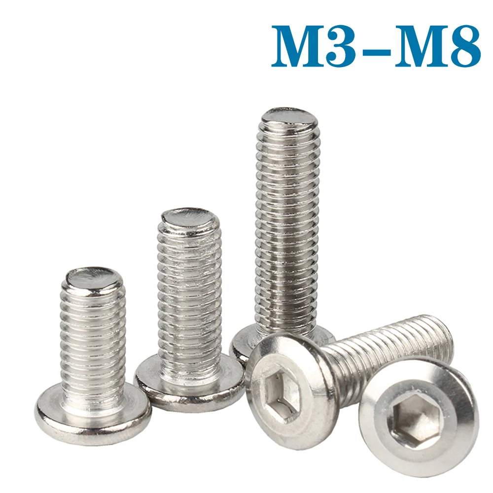 M3 M4 M5 M6 M8 304 스테인레스 스틸 대형 플랫 내부 육각 소켓 알렌 헤드 가구 나사 연결 조인트 볼트, 10 개| | - AliExpress