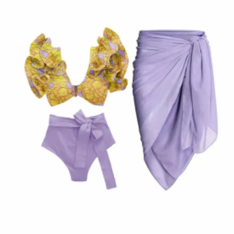 Summer Sexy Bikini Set French Vacation Beach Swimsuit Women Print ...