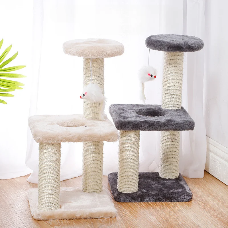 Three-Layer-Three-Pillar-Cat-Climbing-Frame-Sisal-Cat-Scratching-Board ...