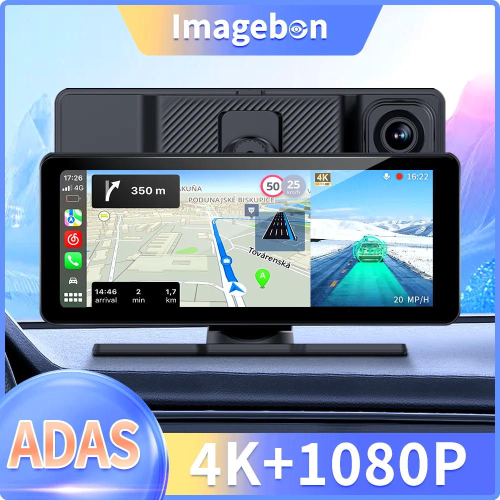 Imagebon HT686 Pro 6.86" 4K ADAS Wireless CarPlay & Android Auto Dash ...
