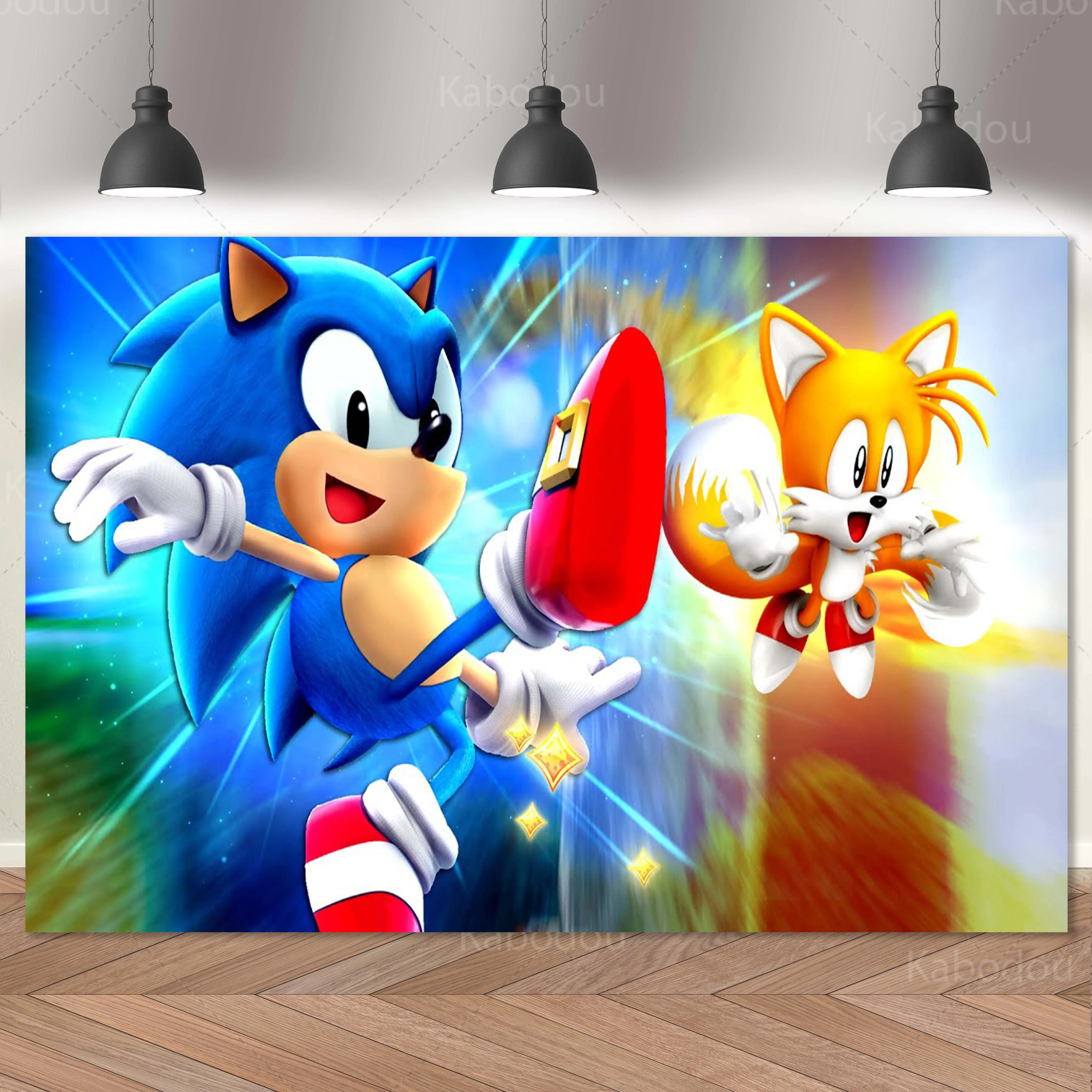 Fondo de Sonic para fiesta de cumpleaños de niños, decoración con ...