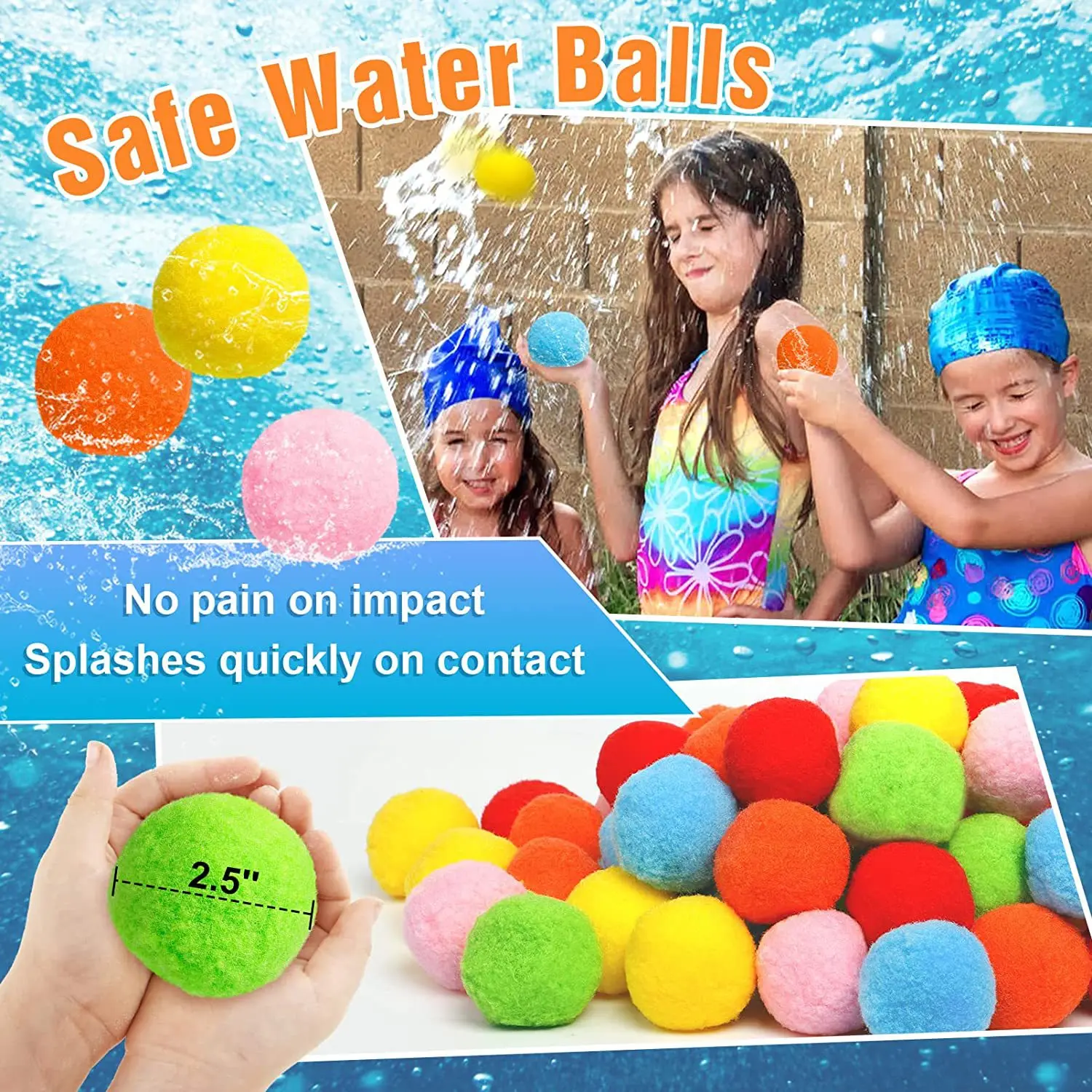 30Pcs-Water-Soaker-Balls-Reusable-Sponge-Water-Balloons-Cotton-Splash ...