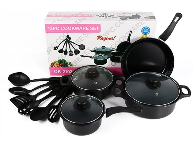 13-Piece-Non-Stick-Cookware-Set-Soup-Pot-Stewpot-Frypan-Kitchen ...
