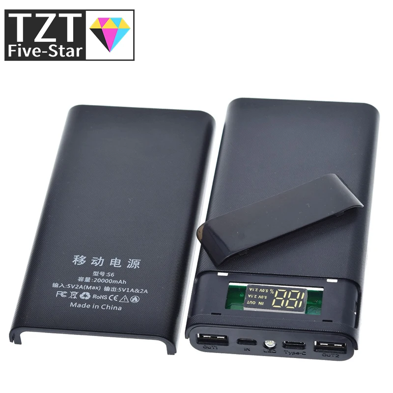 Portable 5V 6x18650 Power Bank Battery Box Shell Case DIY Type-C Micro ...