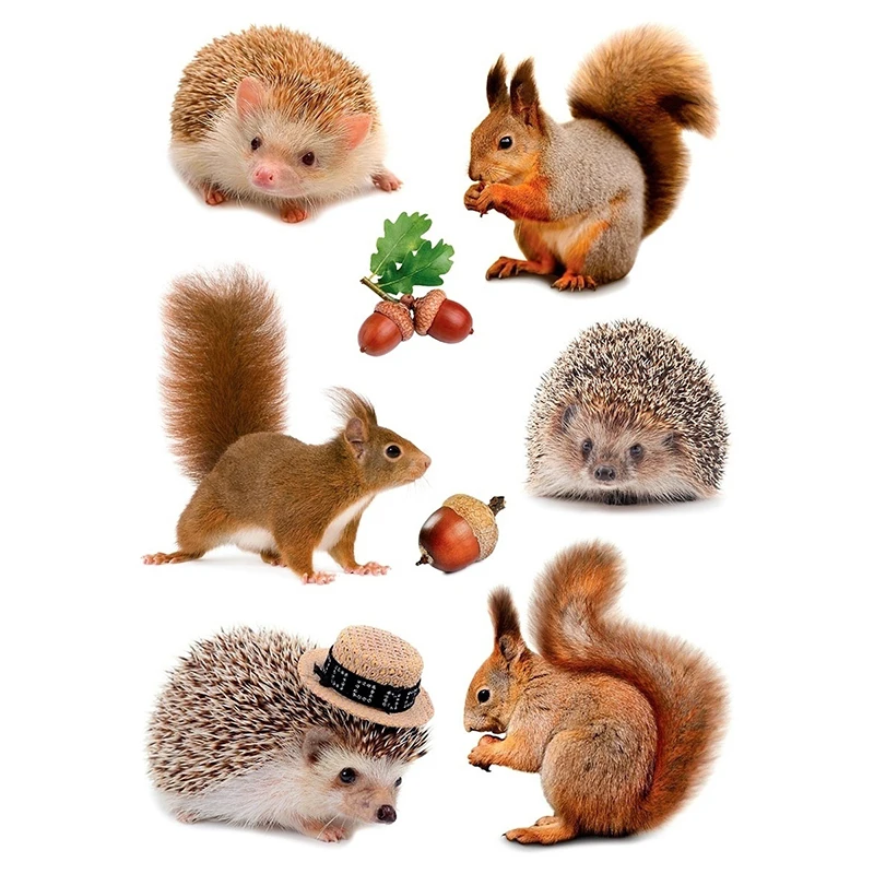 T350-8-PCS-Squirrel-Hedgehog-Wall-Sticker-Kids-Room-Background-Home ...