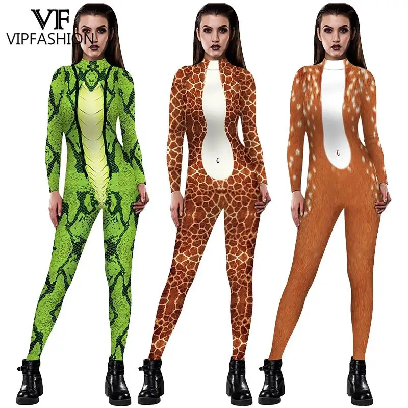 VIP FASHION Halloween Cosplay Costumes Leopard 3D Printing Animal ...