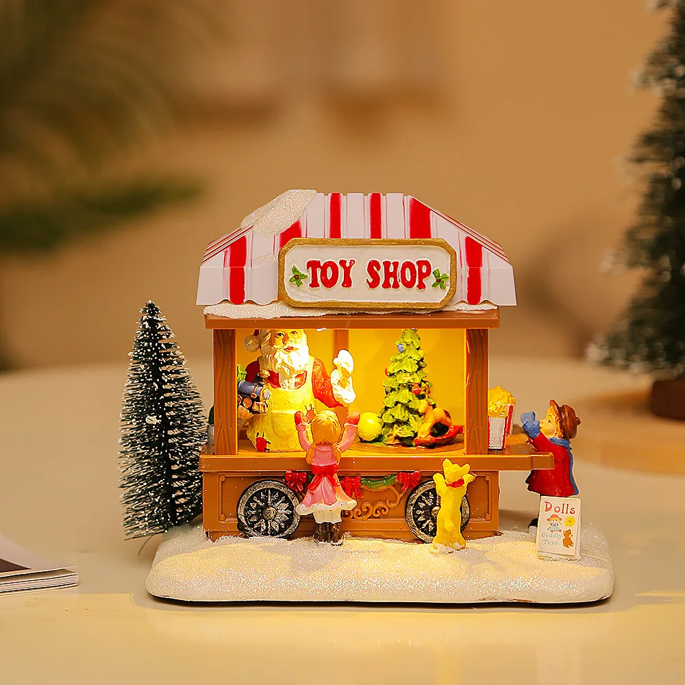 LED Christmas Music Popcorn House Xmas Decoration Scene Village ...