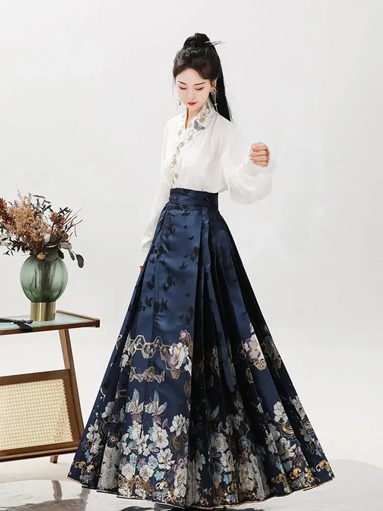 Traditional-Chinese-Hanfu-Shirt-Horse-Face-Skirt-Two-Piece-Set-Spring ...