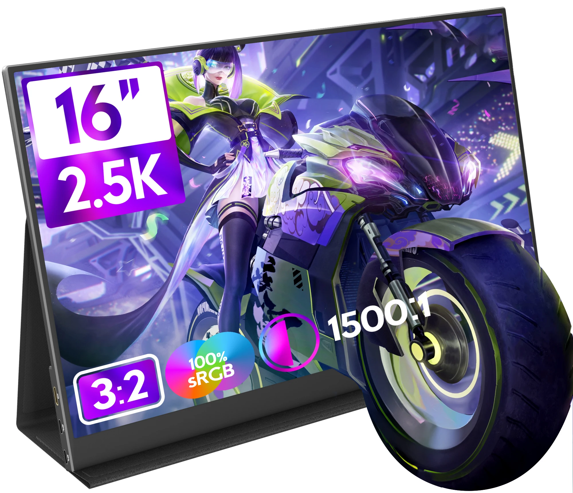 Amoudo 16 Inch 2.5K Portable Monitor 2560X1600 100 Adobe SRGB Display ...