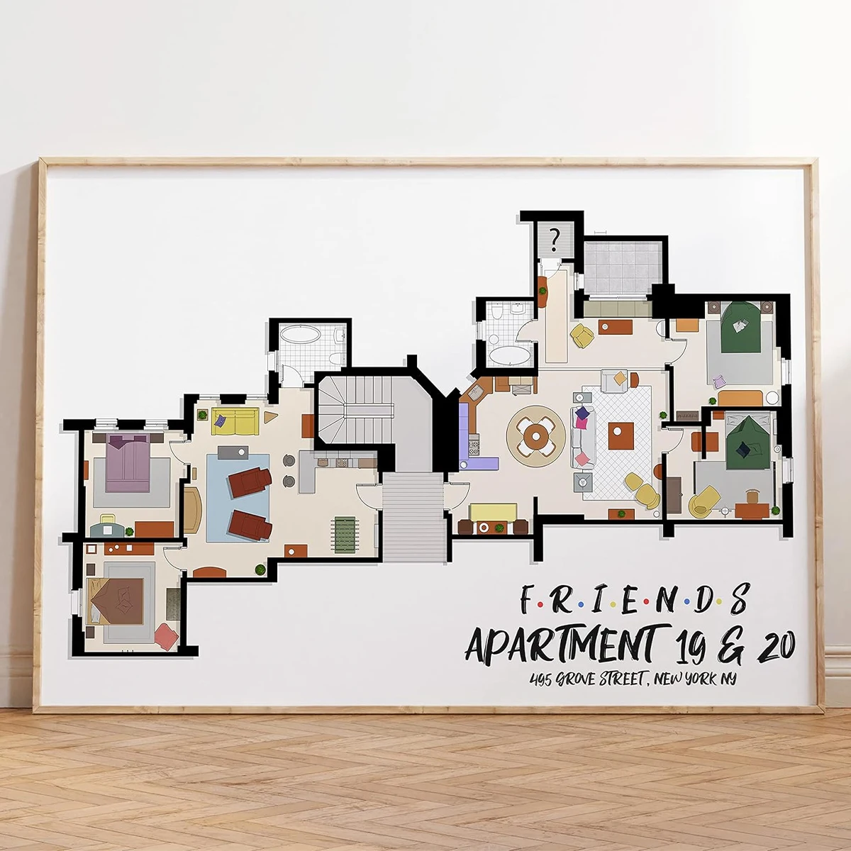 Friends TV Show Apartment Floor Plan Wall Art Print Poster Friends Room ...