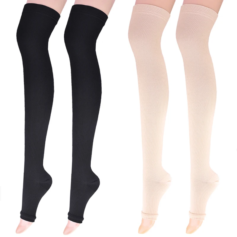 Open-Toe-Over-Knee-Medical-Grade-Compression-Stockings-Varicose-Veins ...