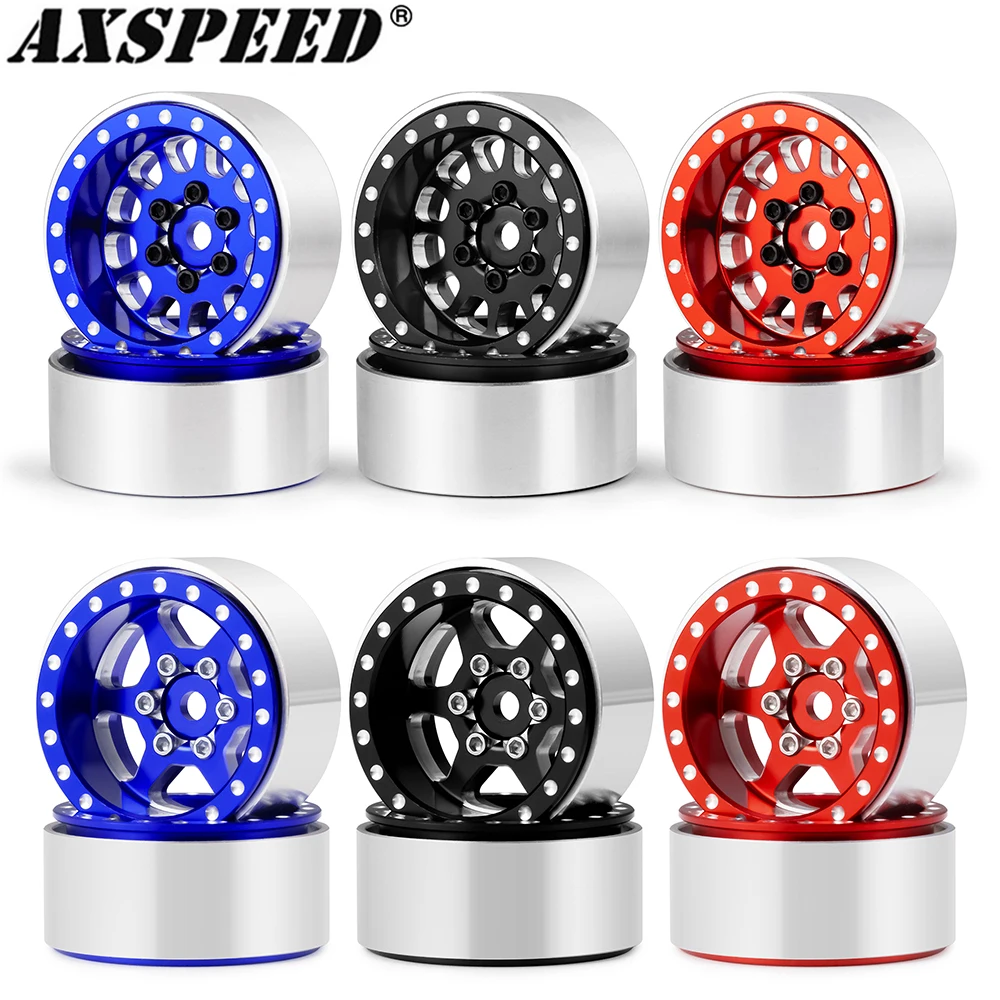 AXSPEED-4Pcs-Aluminum-Alloy-1-0-Beadlock-Wheel-Rim-Wheels-Hubs-for-1-24 ...
