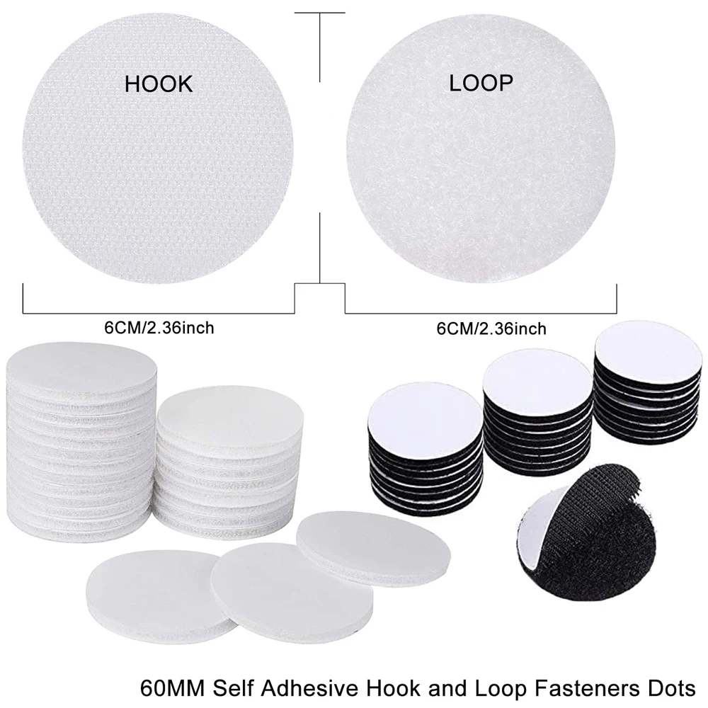 5-30Pairs-60mm-Self-Adhesive-Hook-And-Loop-Fastener-Tape-Hook-Adhesive ...