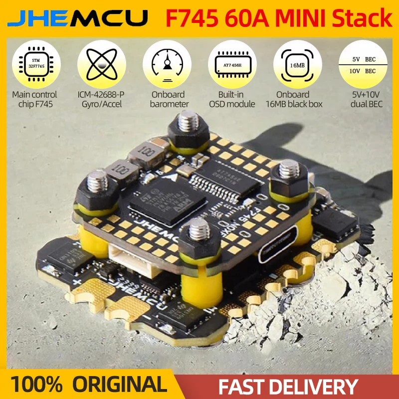 JHEMCU F745 MINI Flight Controller Stack 60A 4in1 ESC 3-6S LiPo F745 ...