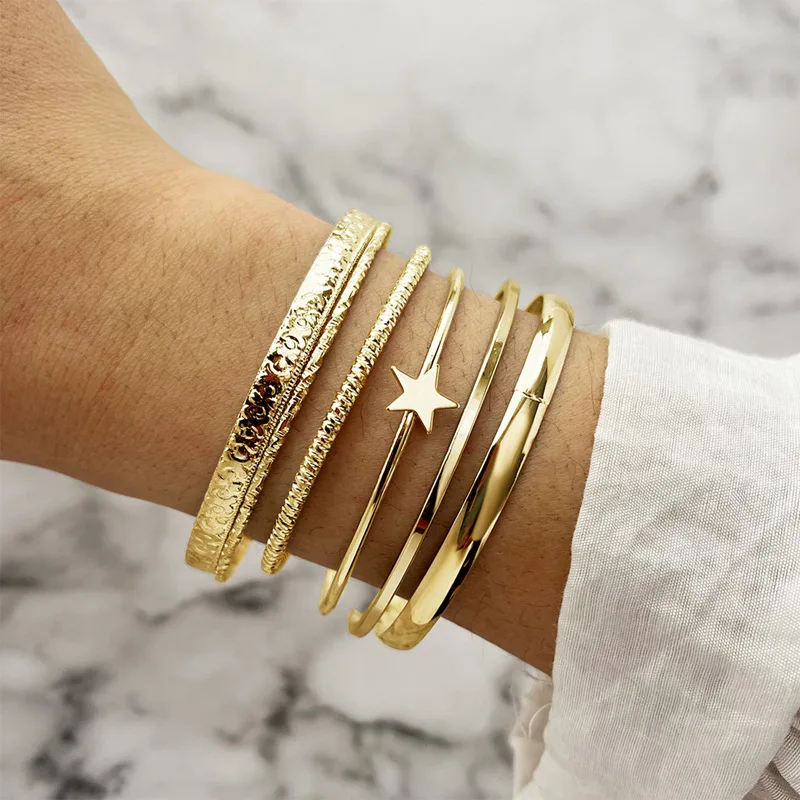 IFKM-pulsera-r-gida-de-metal-Punk-para-mujer-brazalete-bohemio-de-Color ...