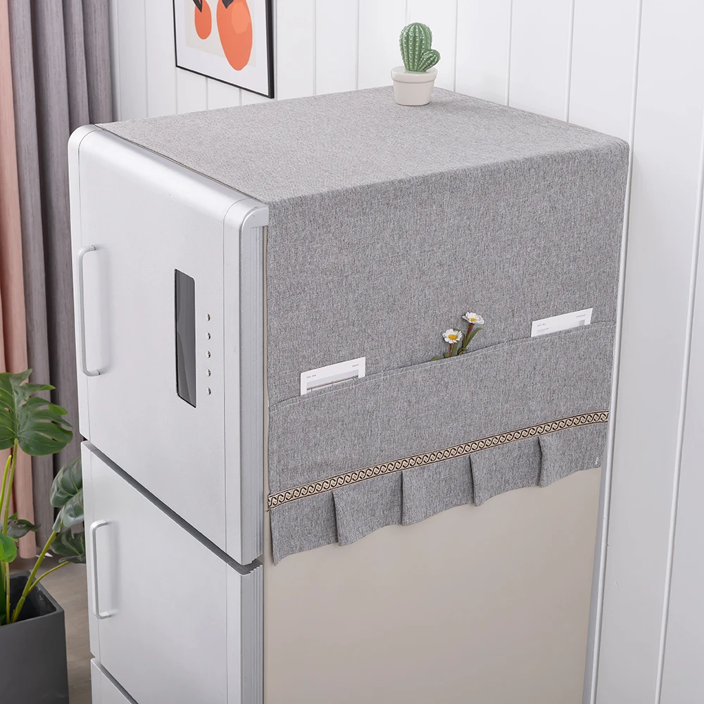 67x170cm Decorative Ruffled Refrigerator Cover Double Opening Dustproof ...