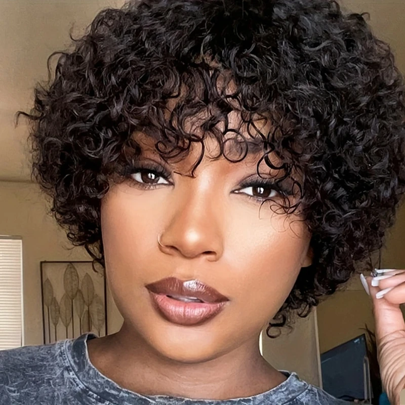 150-Density-6-Inch-human-Hair-Full-Machine-Made-Wig-Short-Curly-Pixie ...