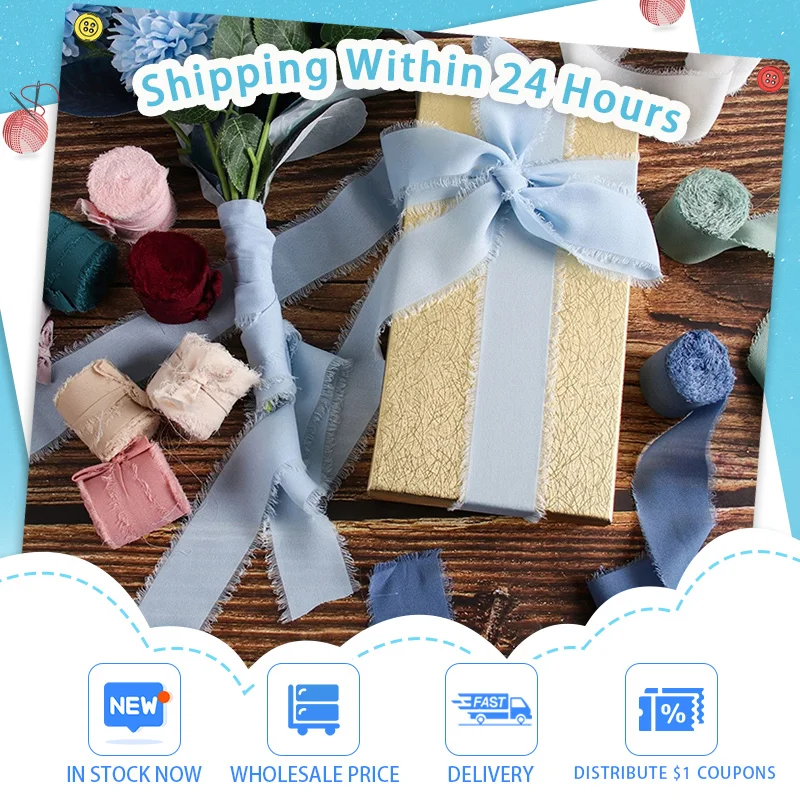 Pink-Frayed-Edged-Chiffon-Silk-Ribbon-5-Meters-Wide-3-8-cm-Handmade ...