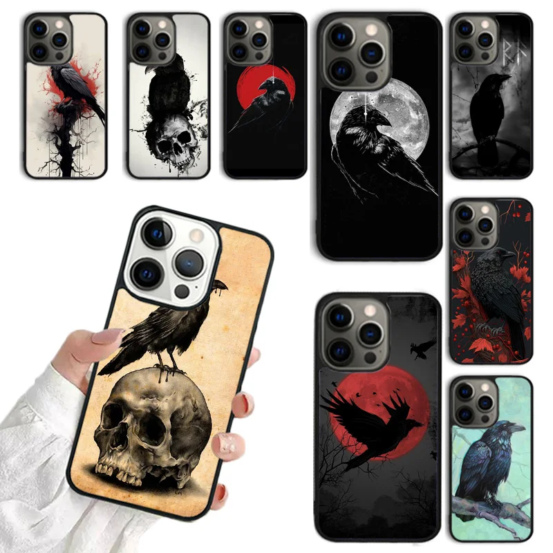 Crow Raven Dark Skull Phone Case For iPhone 17 Air 16 15 14 plus 11 12 ...