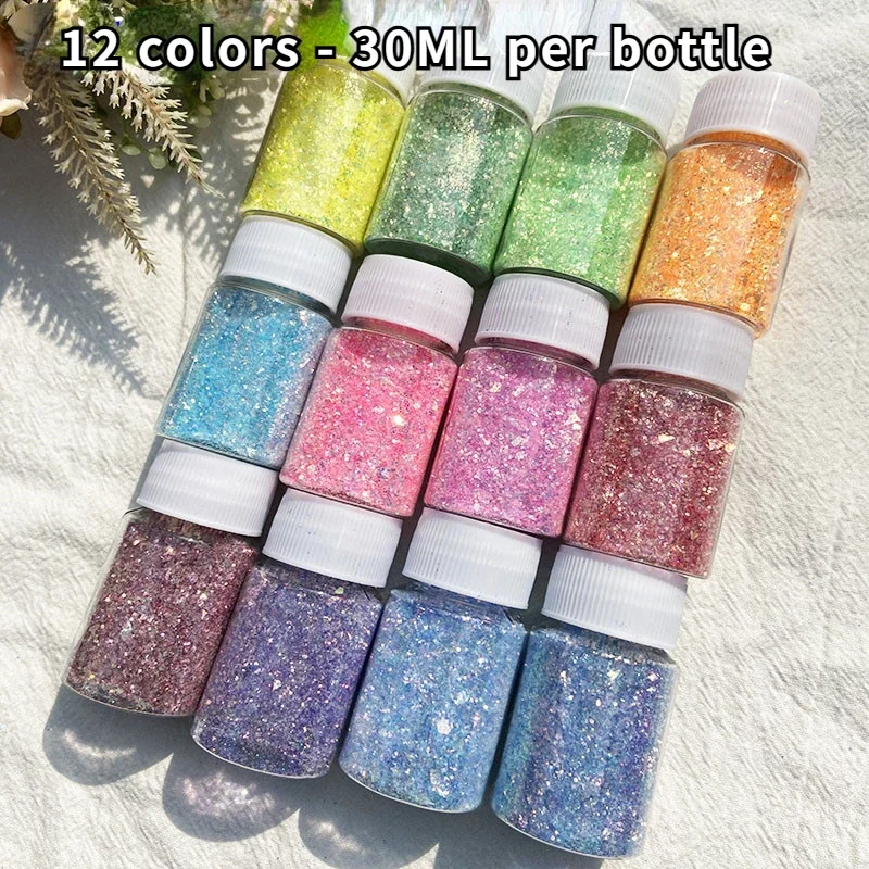 12-Bottles-30ML-Quicksand-Nail-Glitter-Material-High-Bright-Illusion ...