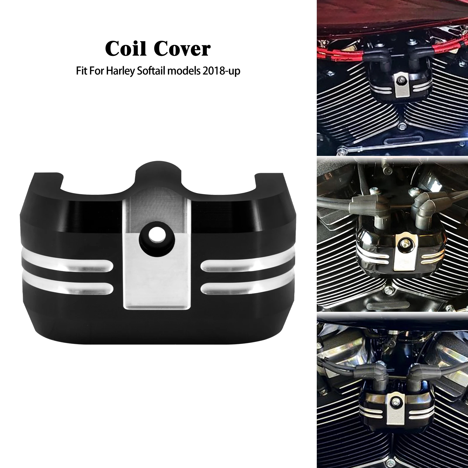 Black-Motorcycle-Coil-Cover-For-Harley-Softail-Standard-Fat-Bob-FXFBS ...