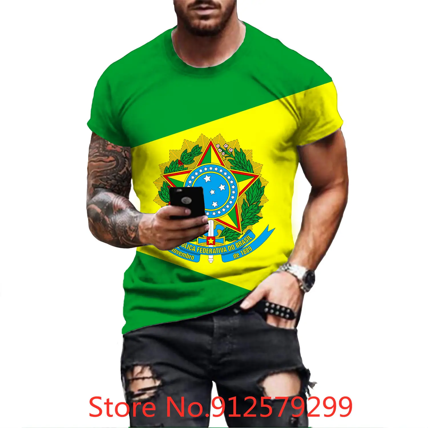 2022-Men-s-Summer-Short-Sleeve-Brazil-Flag-3D-Printing-T-Shirt-Harajuku ...