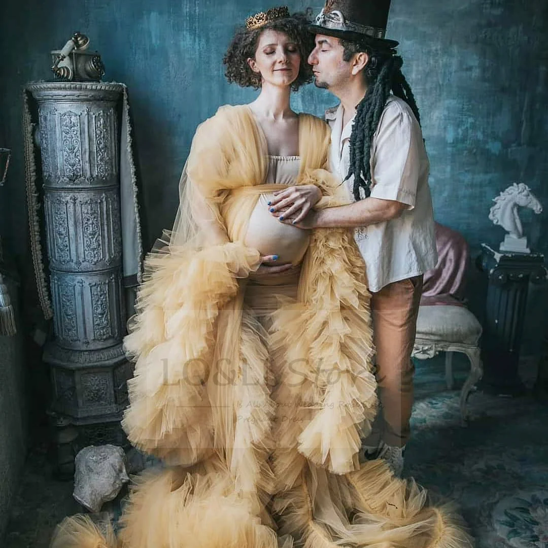 Women-s-Tulle-Maternity-Robe-Photography-Dress-Gown-Bridal-Lingerie ...