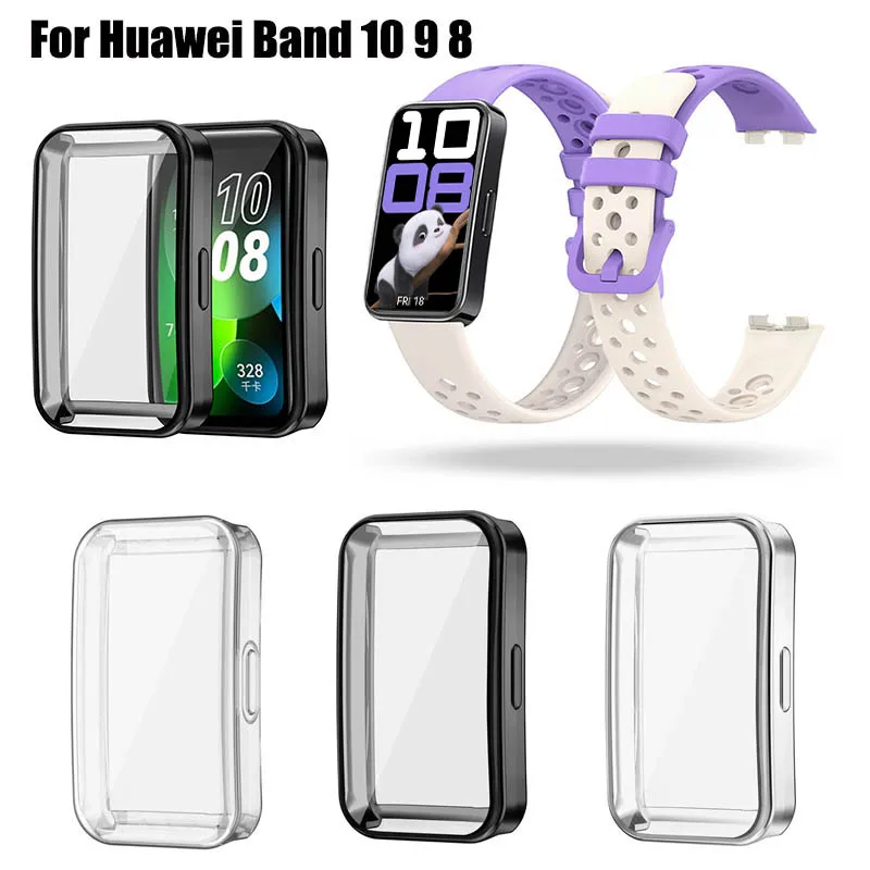 Silicone Strap+TPU Case for Huawei Band 10 Accessories Replacement ...
