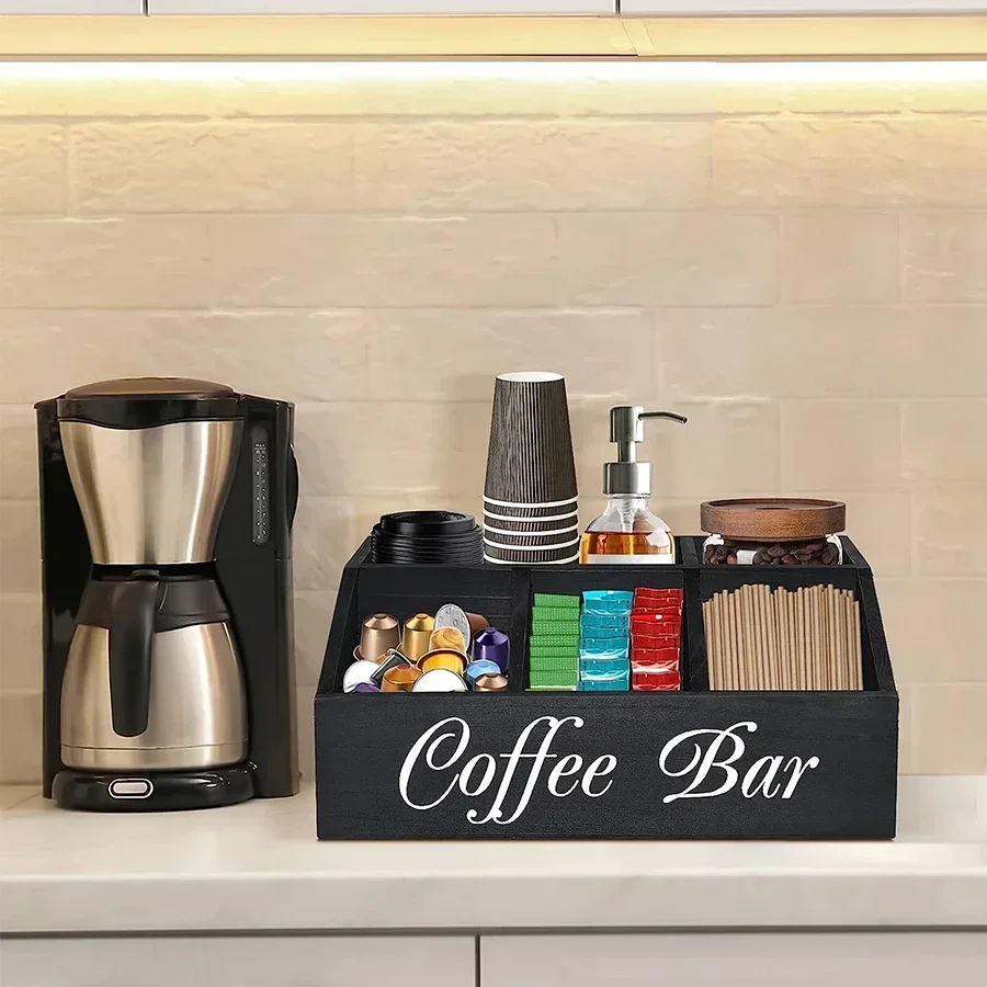 Coffee-Storage-Box-Water-Bar-Counter-Wooden-Frame-Kitchen-Desktop ...