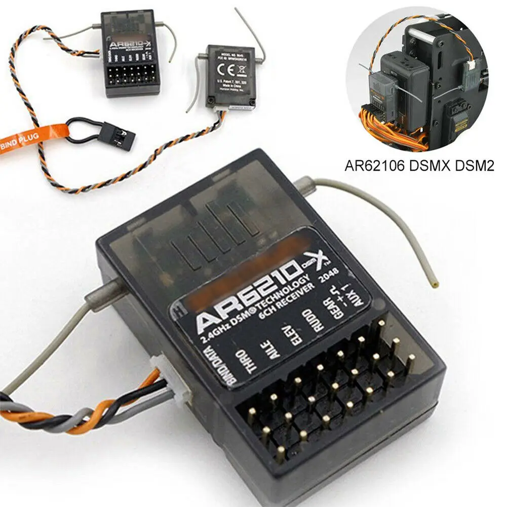 AR6210-receptor de 6 canales, 2,4 GHz, compatible con DSMX, DSM2, modo ...
