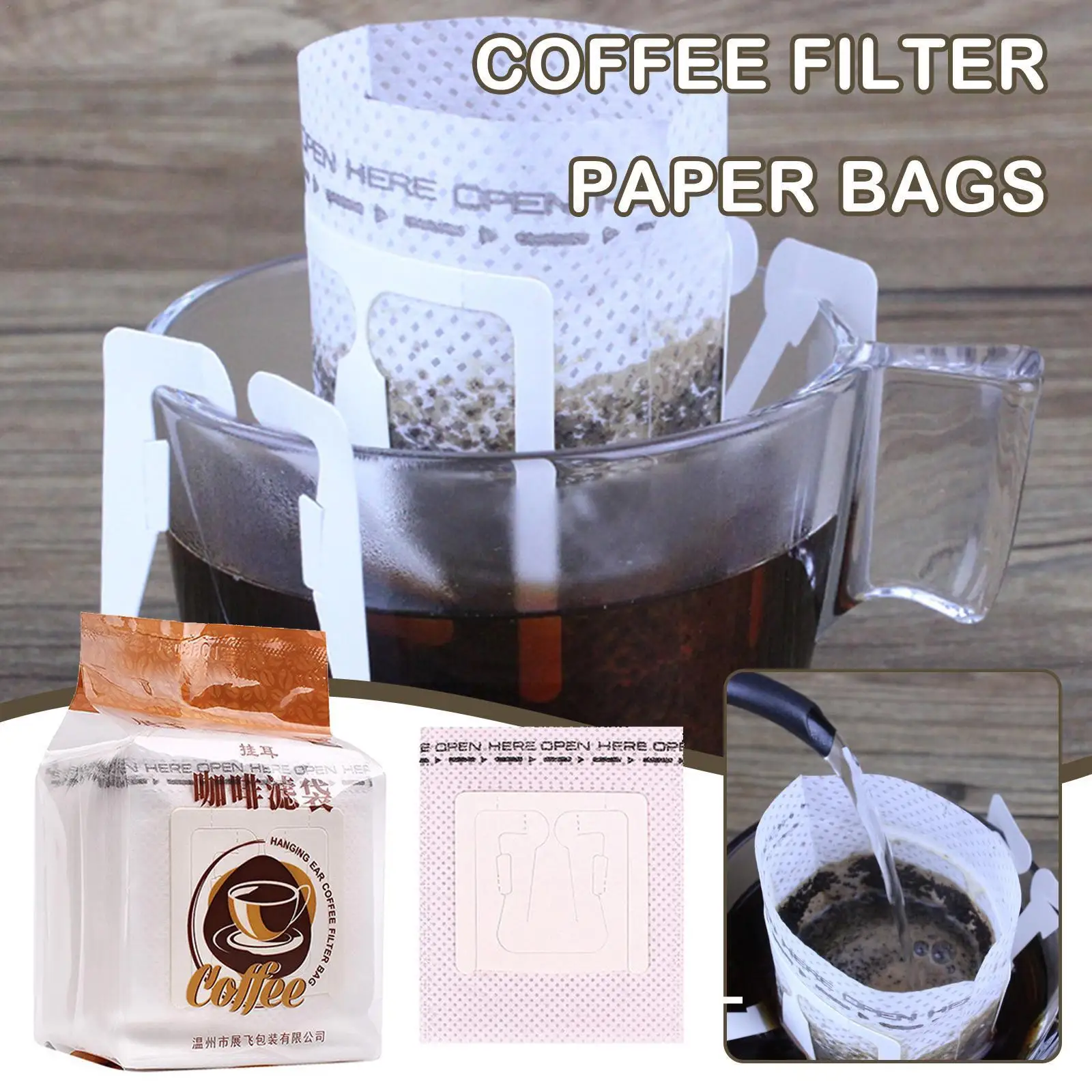 50pcs Coffee Filter Paper Bags Disposable Drip Coffee Bag Tea Coffee ...