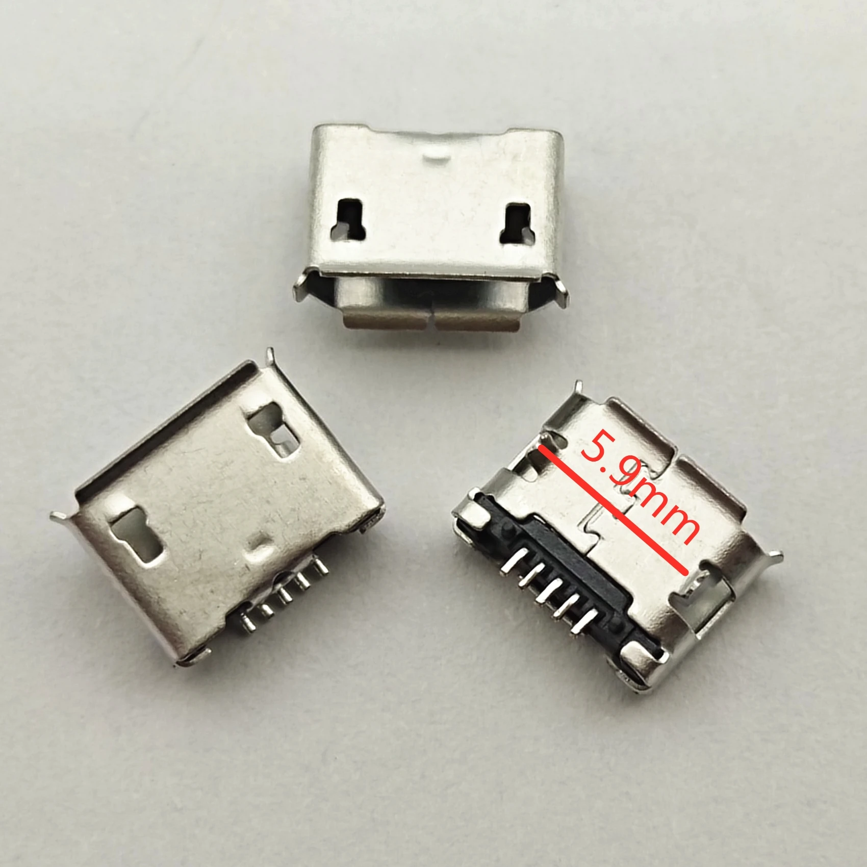 Conector hembra para teléfono móvil, Conector Micro USB Mini, 5 pines, 100mm, DIP2, borde rizado ...