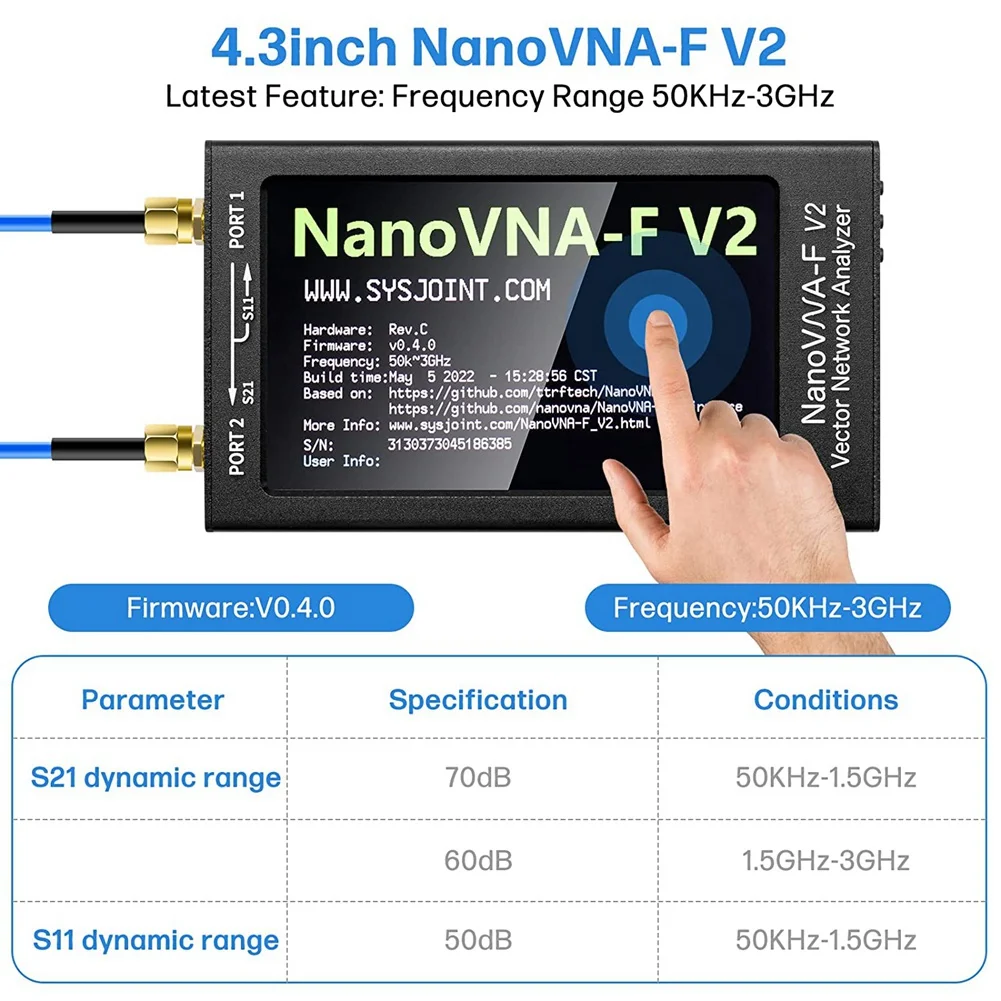 NanoVNA-F V2 Vector Network Analyzer Upgraded 50KHz-3GHz Antenna ...