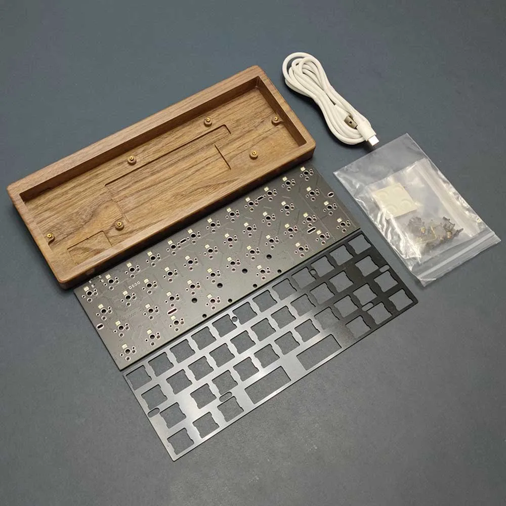 VIA Programmable Mini Mechanical Keyboard DIY Kits Wanut Wooden Case ...