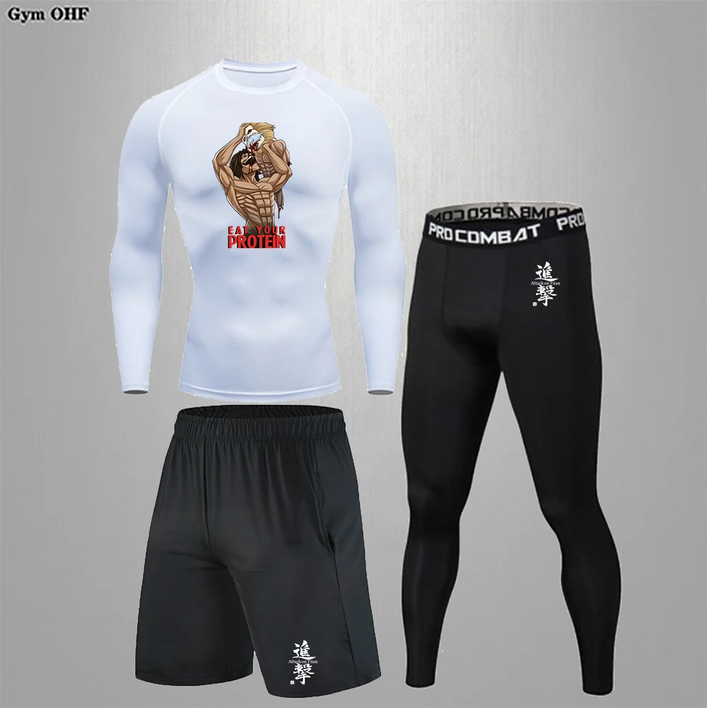 Anime-Attack-Men-Sport-Suits-Rashguard-Jiu-Jitsu-Jerseys-Tight-Pants ...