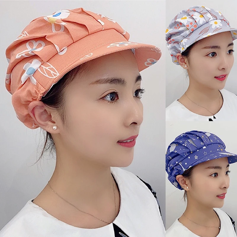 Women-Elastic-Chef-Hat-With-Brim-Cotton-Restaurant-Kitchen-Food ...