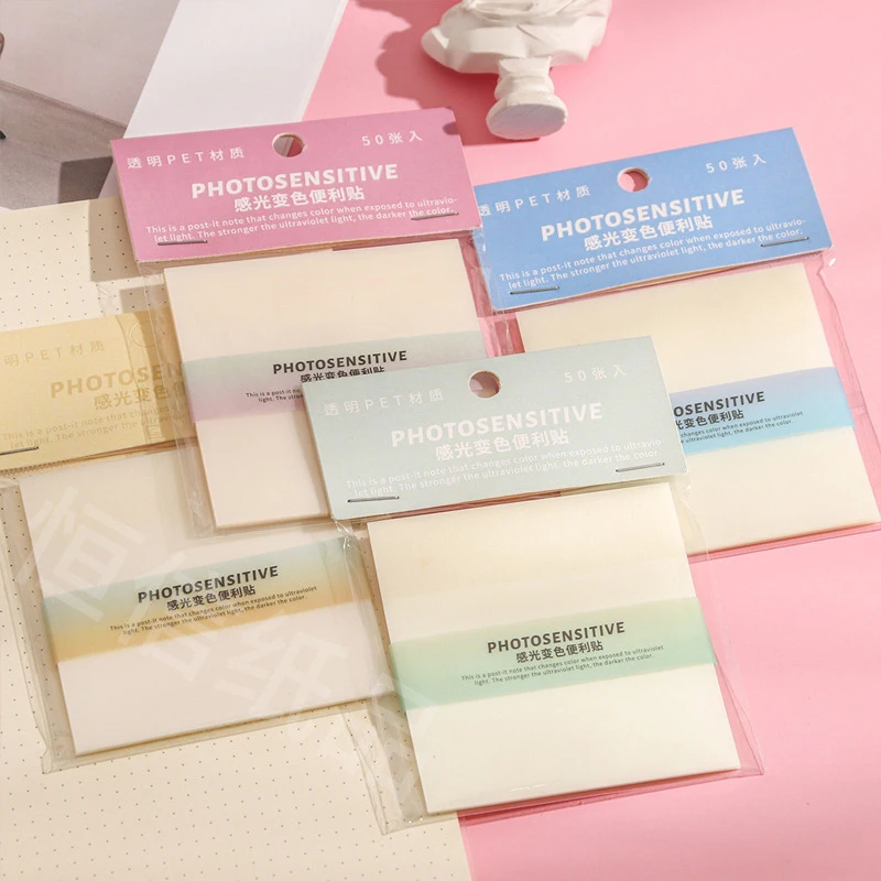 50-Sheets-Photosensitive-Memo-Pad-Color-Sticky-Notes-Transparent ...