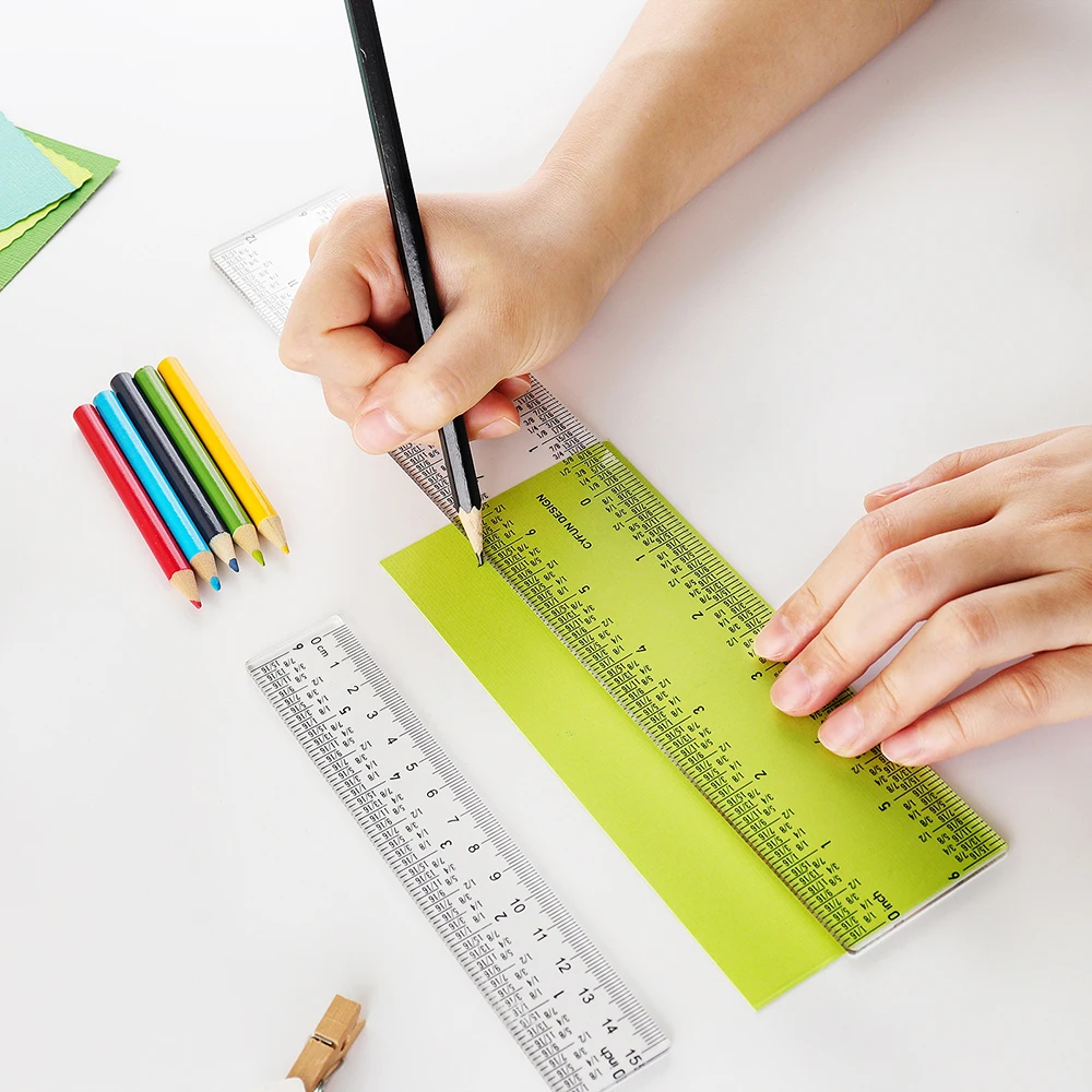 6"/12" Clear Acrylic Ruler Zero-Centering Transparent Straight Ruler ...