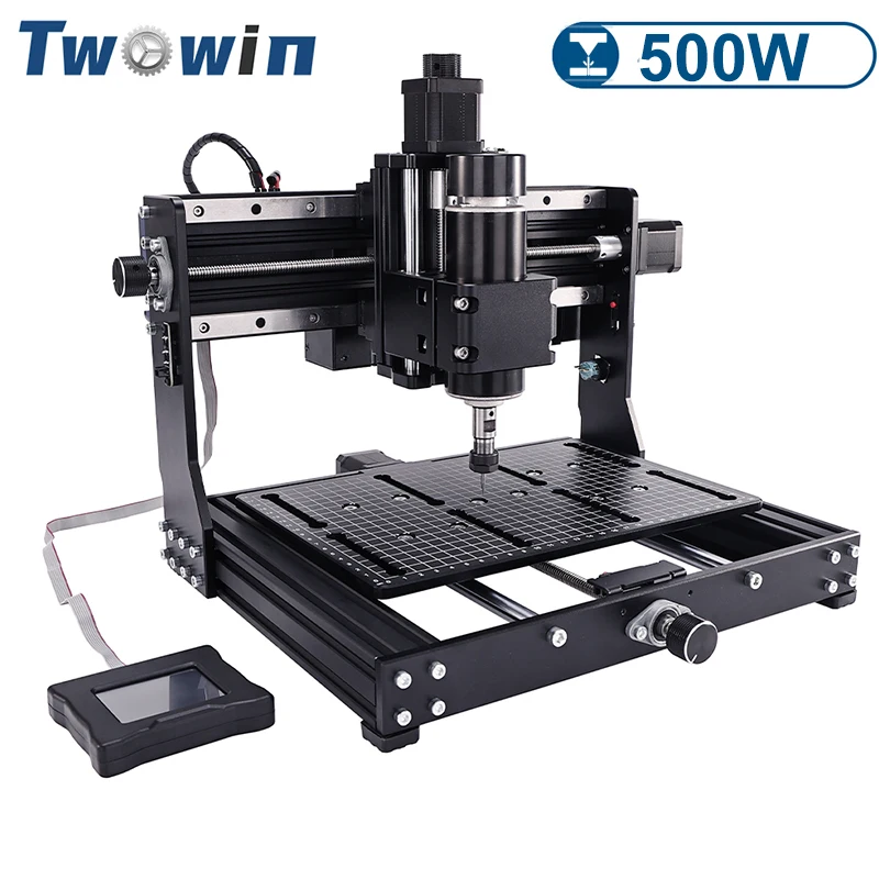 TWOWIN máquina CNC 3020 Plus de 500W, rieles lineales, Control GRBL, máquina de grabado láser de ...