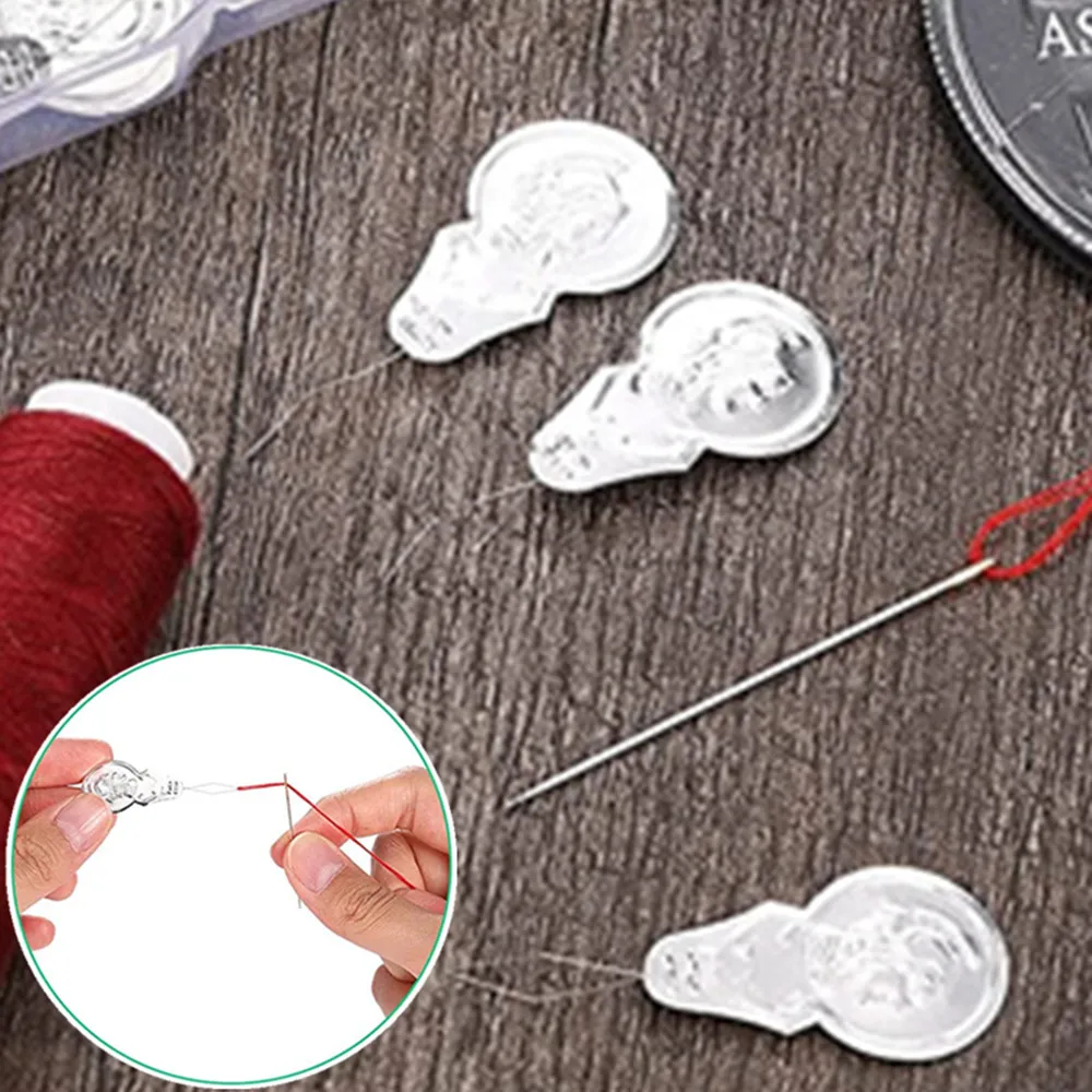 100x-Silver-Tone-Wire-Loop-DIY-Sewing-Needle-Threader-Sewing ...