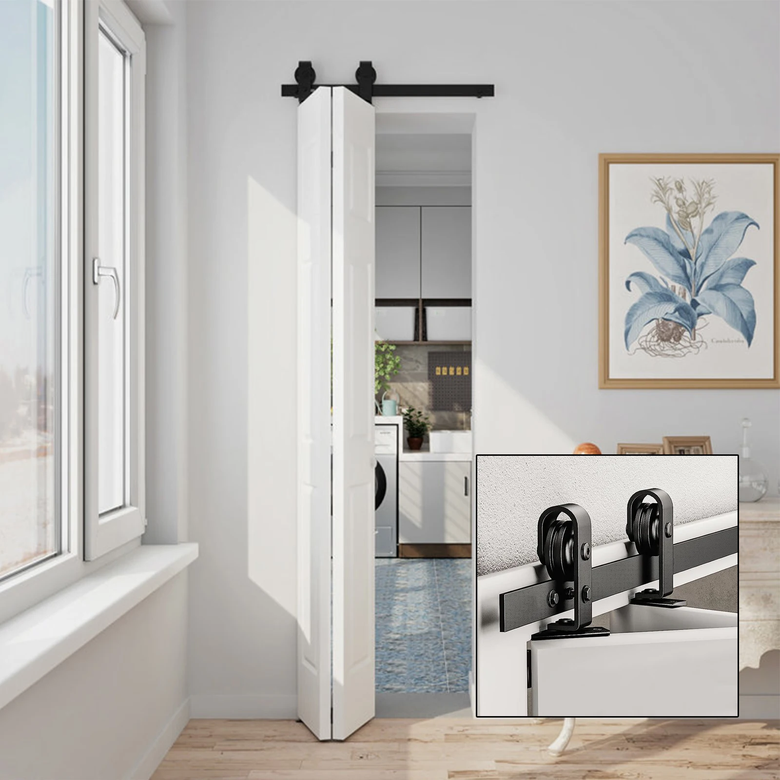 Two/Four Fold Sliding Door Fitting Set Folding Barn Door Bifold Sliding ...