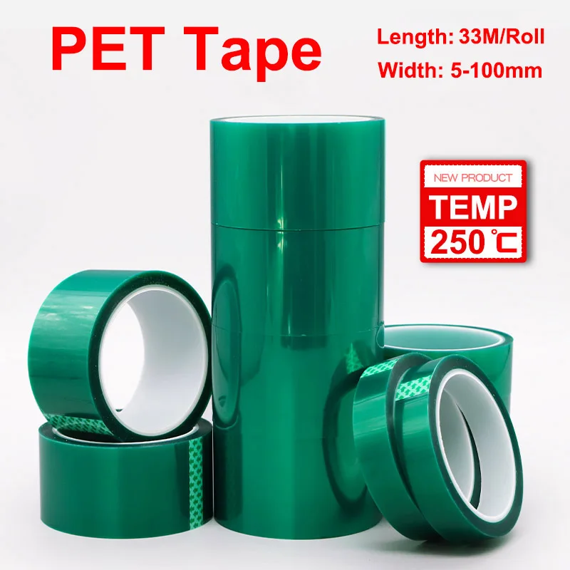 1pcs-33M-Roll-Width-5mm-100mm-Green-Polyester-Tape-PET-High-Temp ...