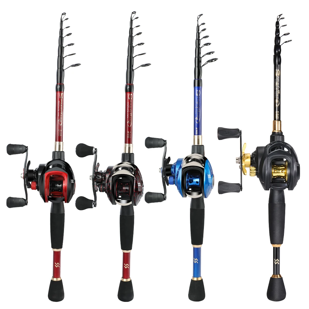 Sougayilang Baitcasting Fishing Rod and Reel Set 1.8m 2.1m 2.4m Carbon ...